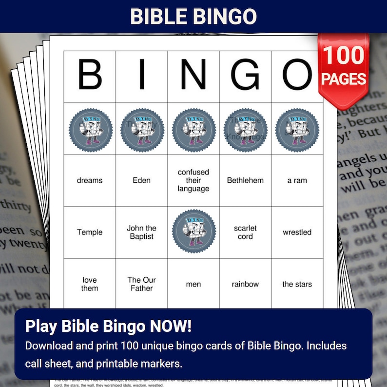Bible Bingo Cards 100 Pages to Download and Print - Etsy