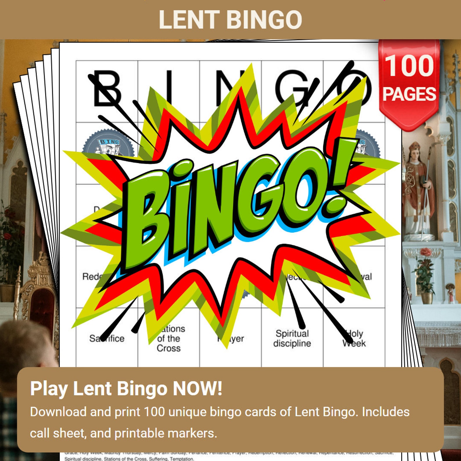 Lent Bingo Cards - 100 Pages to Download and Print - Etsy