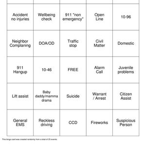 911 Dispatcher Bingo Cards - 100 Pages to Download and Print - Etsy