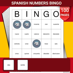 Spanish Numbers Bingo Cards - 100 Pages to Download and Print - Etsy