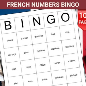 French Numbers Bingo Cards 100 Pages to Download and Print - Etsy