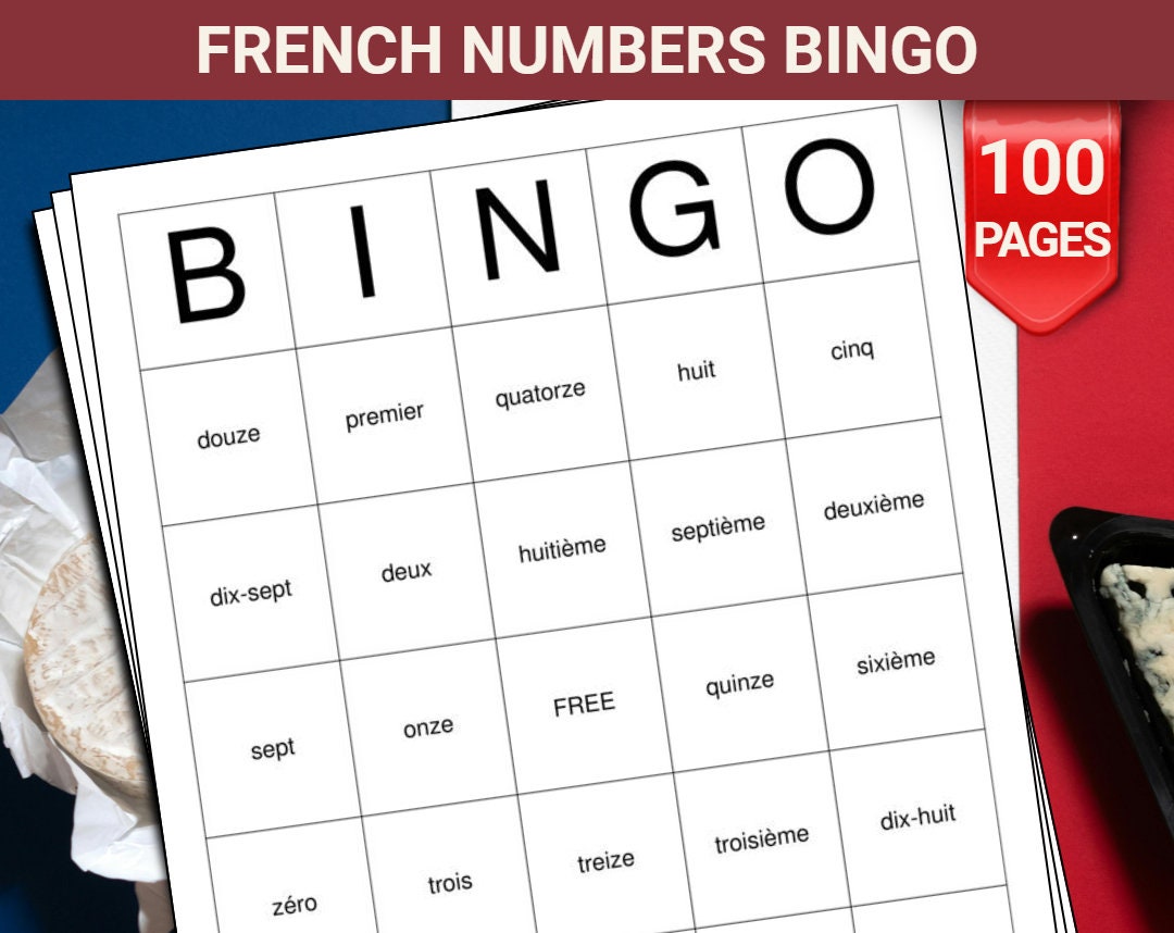 French Numbers Bingo Cards 100 Pages to Download and Print - Etsy