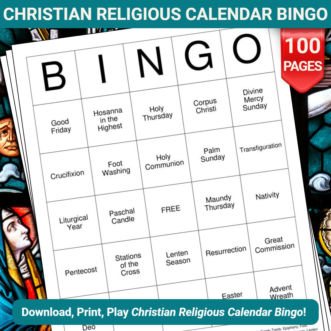 Christian Religious Calendar Bingo Cards - 100 Pages to Download and ...