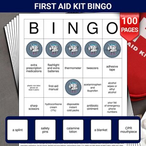 First Aid Kit Bingo Cards - 100 Pages to Download and Print - Etsy