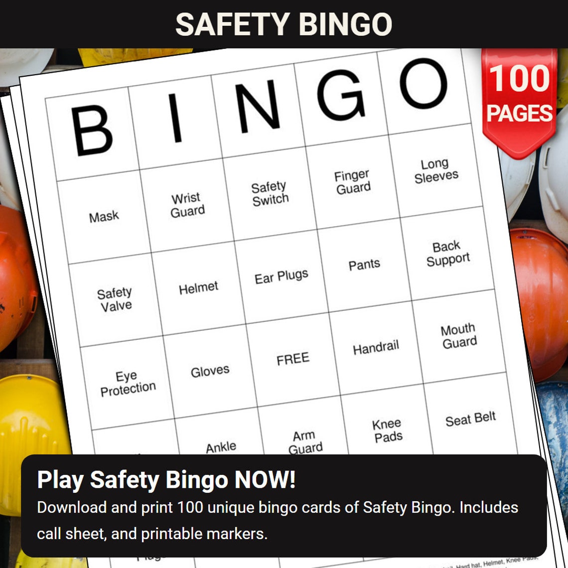 Safety Bingo Cards - 100 Pages to Download and Print - Etsy