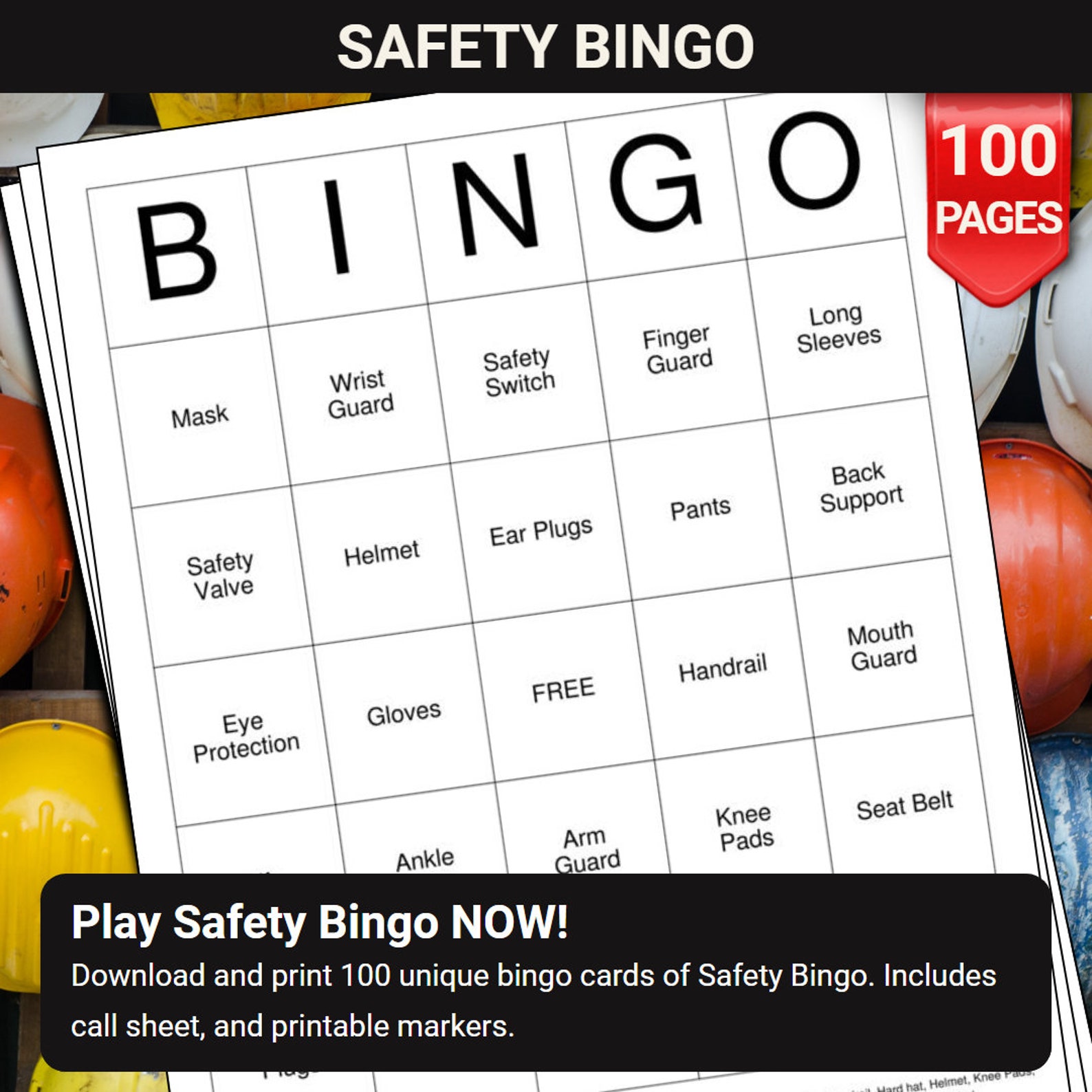 Safety Bingo Cards - 100 Pages to Download and Print - Etsy