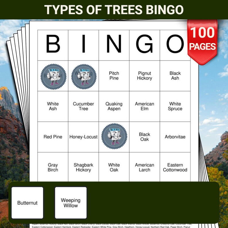Types of Trees Bingo Cards 100 Pages to Download and Print - Etsy