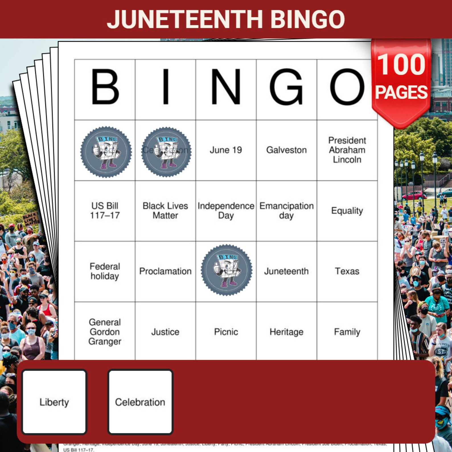 Juneteenth Bingo Cards - 100 Pages to Download and Print - Etsy