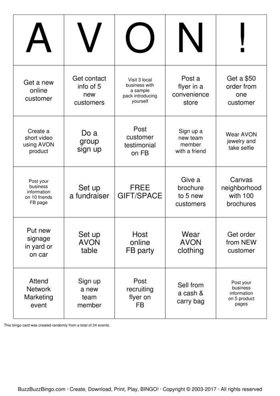 AVON Representative Bingo Cards 100 Pages to Download and Print - Etsy