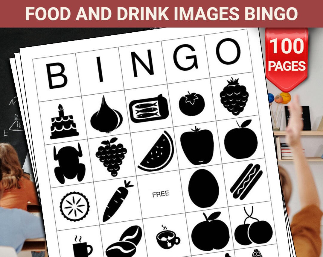 Food and Drink Images Bingo Cards 100 Pages to Download and Print - Etsy