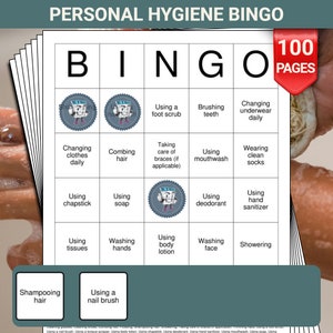 Personal Hygiene Bingo Cards - 100 Pages to Download and Print - Etsy