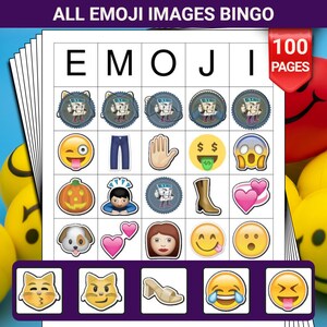 All Emoji Images Bingo Cards - 100 Pages to Download and Print - Etsy