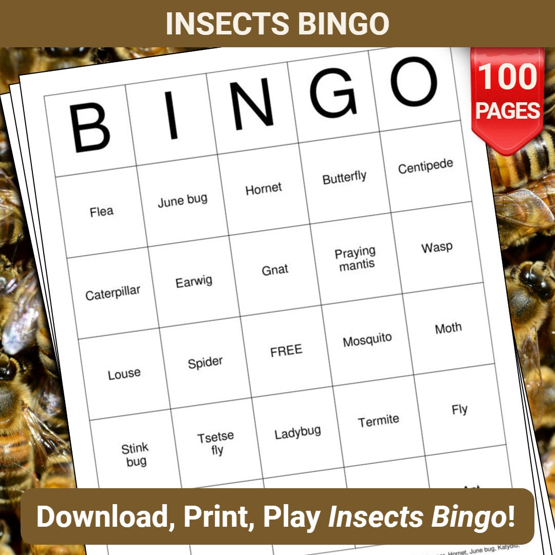 Insects Bingo Cards 100 Pages to Download and Print - Etsy