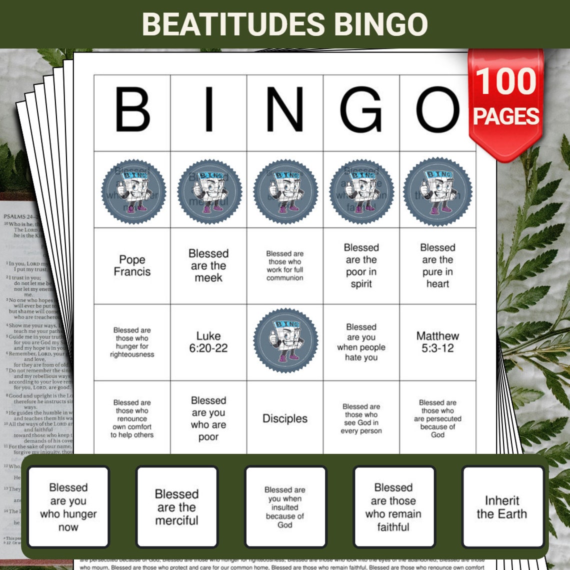 Beatitudes Bingo Cards 100 Pages to Download and Print - Etsy