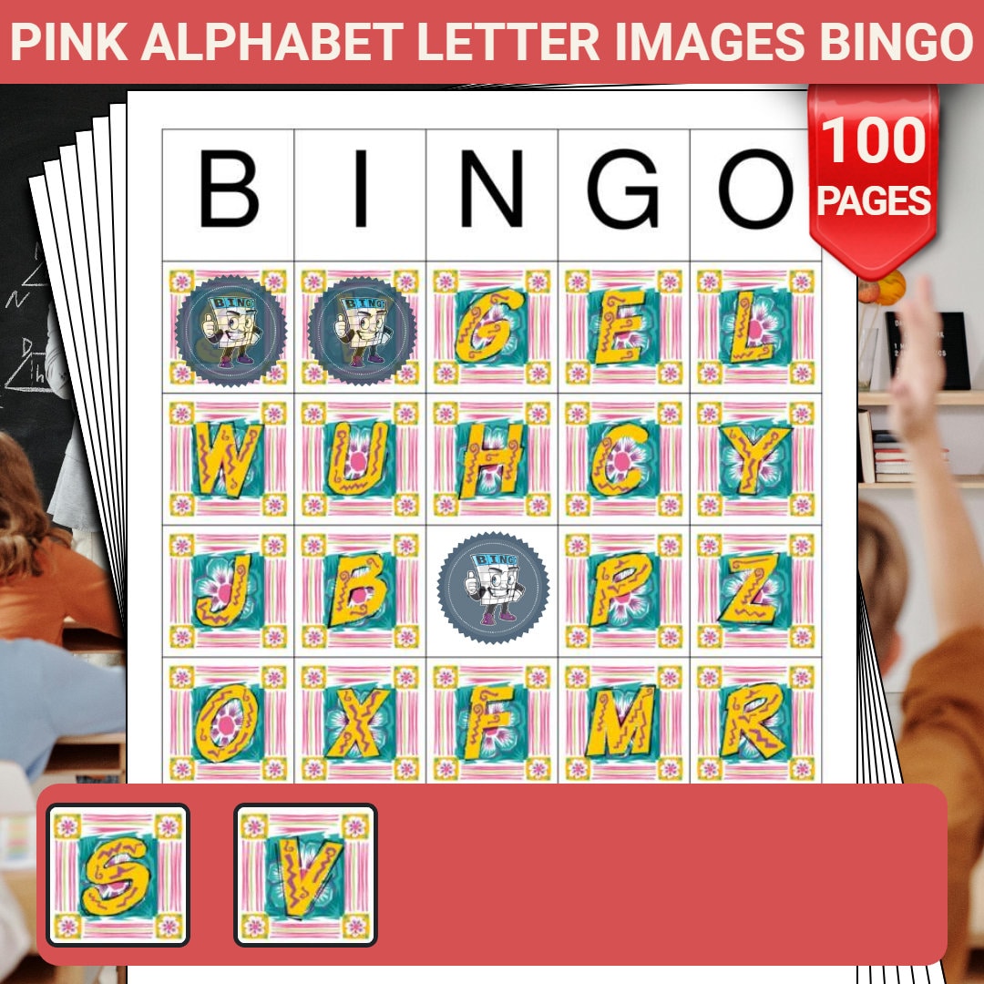 Pink Alphabet Letter Images Bingo Cards - 100 Pages to Download and ...