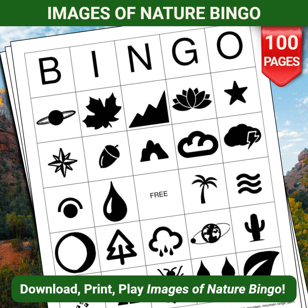 Images of Nature Bingo Cards - 100 Pages to Download and Print - Etsy