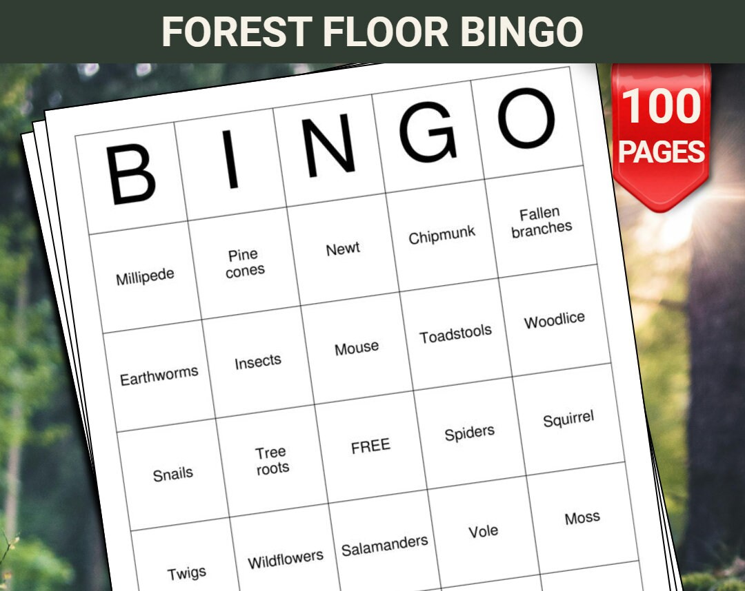 Forest Floor Bingo Cards 100 Pages to Download and Print - Etsy
