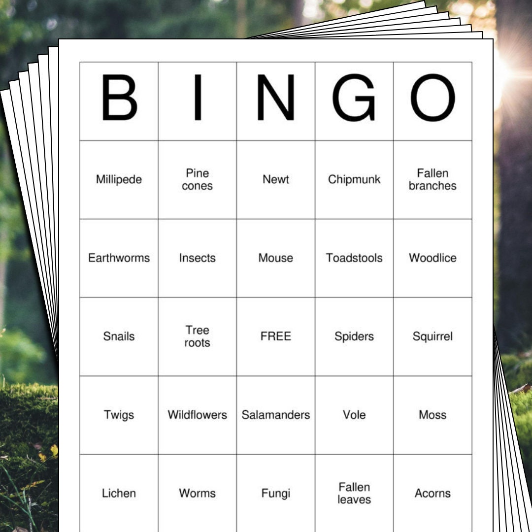 Forest Floor Bingo Cards 100 Pages to Download and Print - Etsy