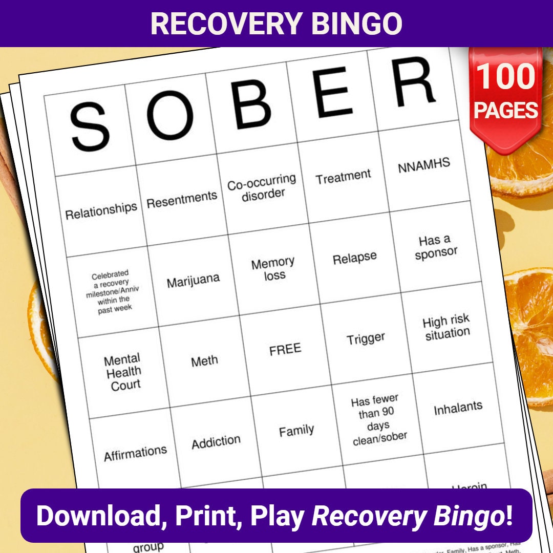 Recovery Bingo Cards - 100 Pages to Download and Print - Etsy
