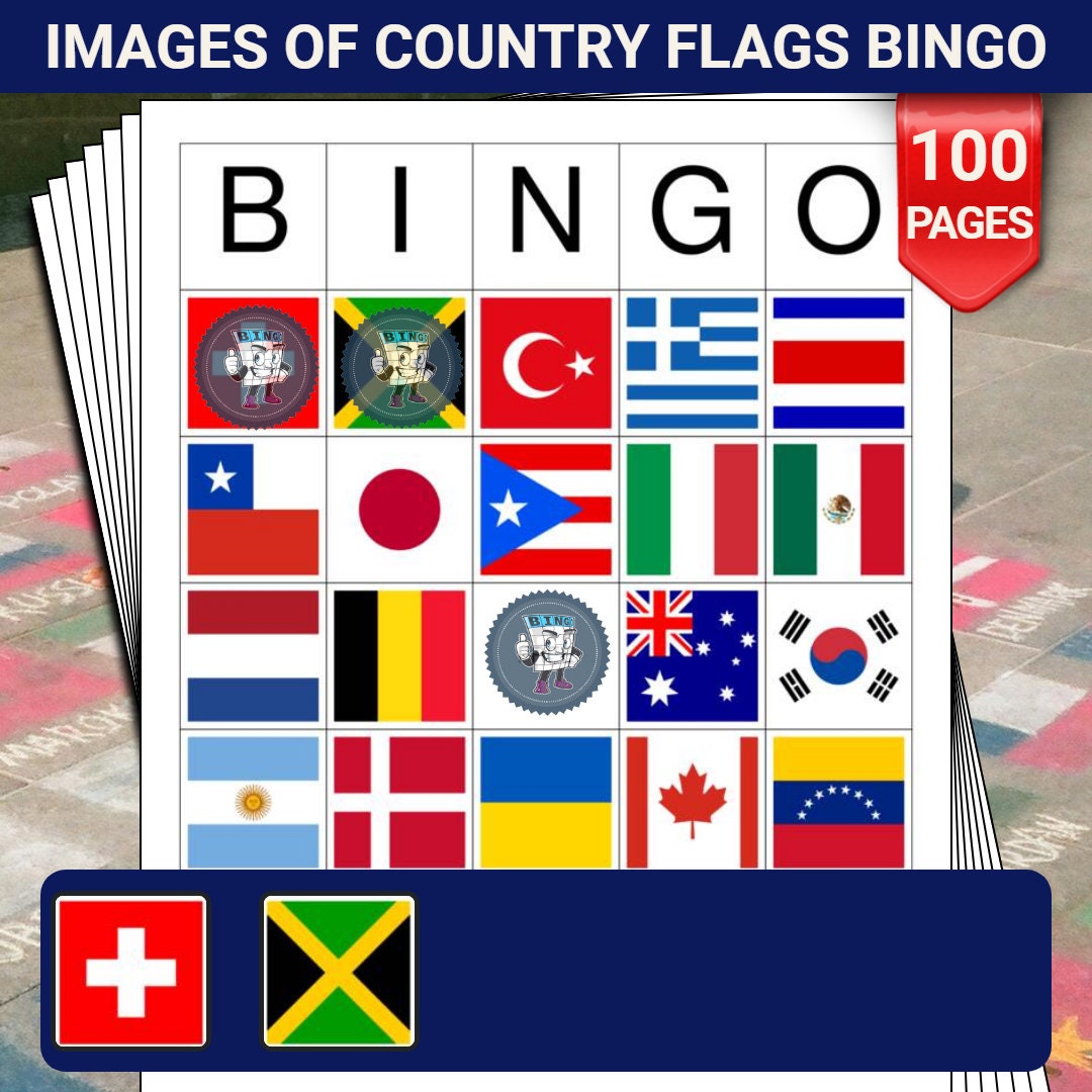 Images of Country Flags Bingo Cards - 100 Pages to Download and Print ...