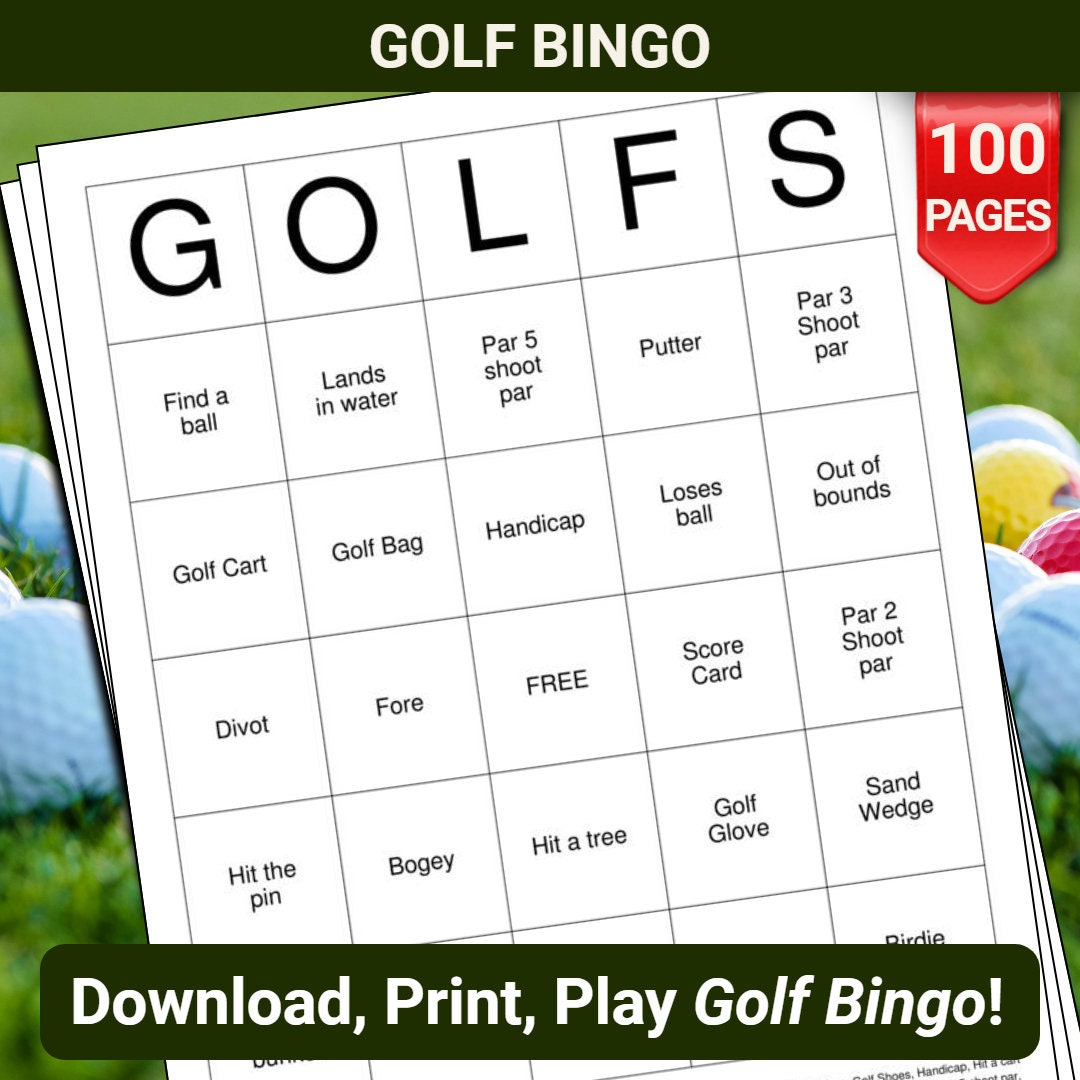Golf Bingo Cards - 100 Pages to Download and Print - Etsy