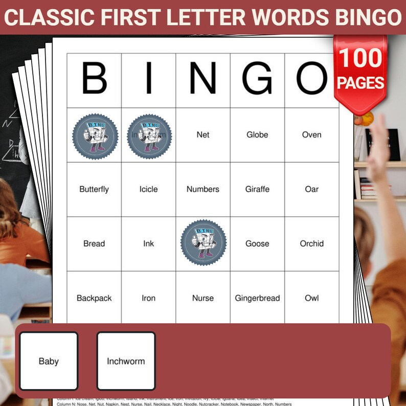 Classic First Letter Words Bingo Cards - 100 Pages to Download and ...
