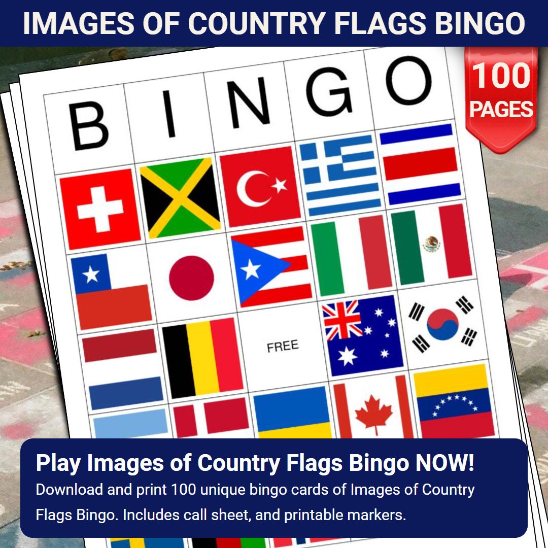 Images of Country Flags Bingo Cards - 100 Pages to Download and Print ...