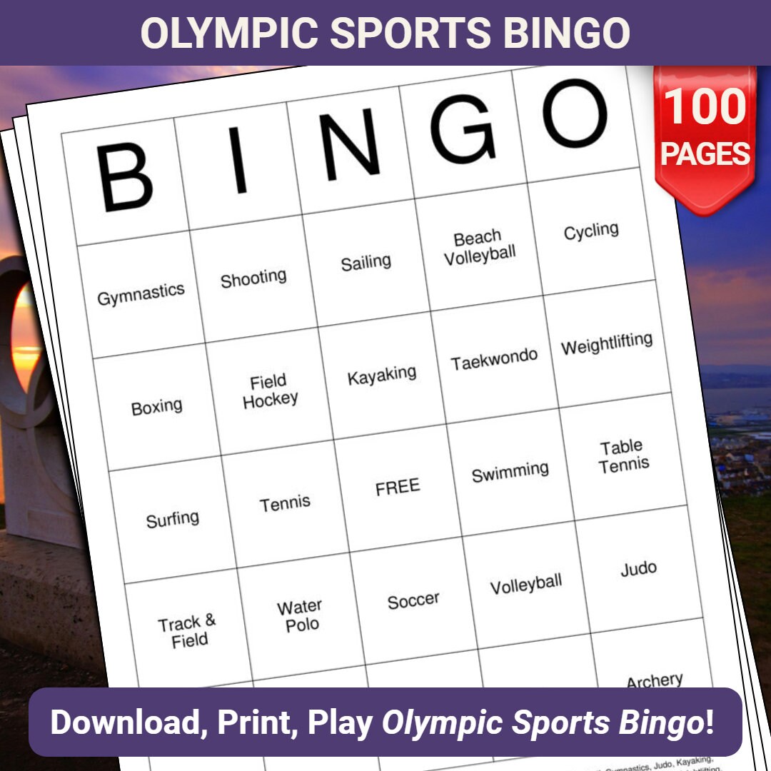 Olympic Sports Bingo Cards - 100 Pages to Download and Print - Etsy