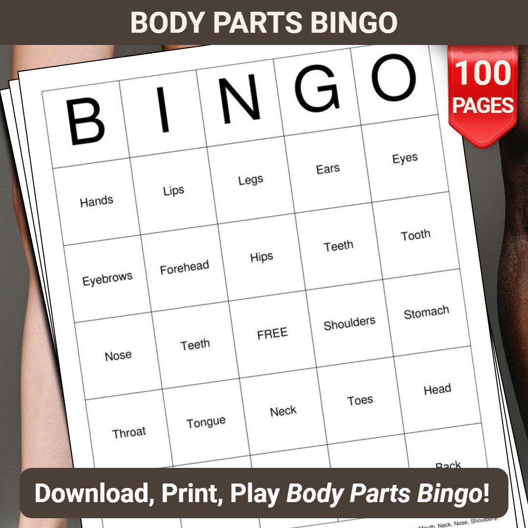 Body Parts Bingo Cards - 100 Pages to Download and Print - Etsy