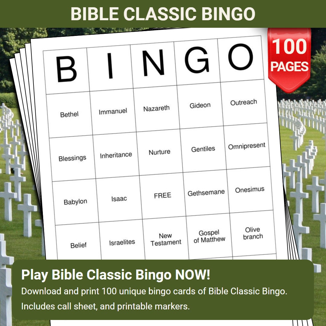 Bible Classic Bingo Cards - 100 Pages to Download and Print - Etsy