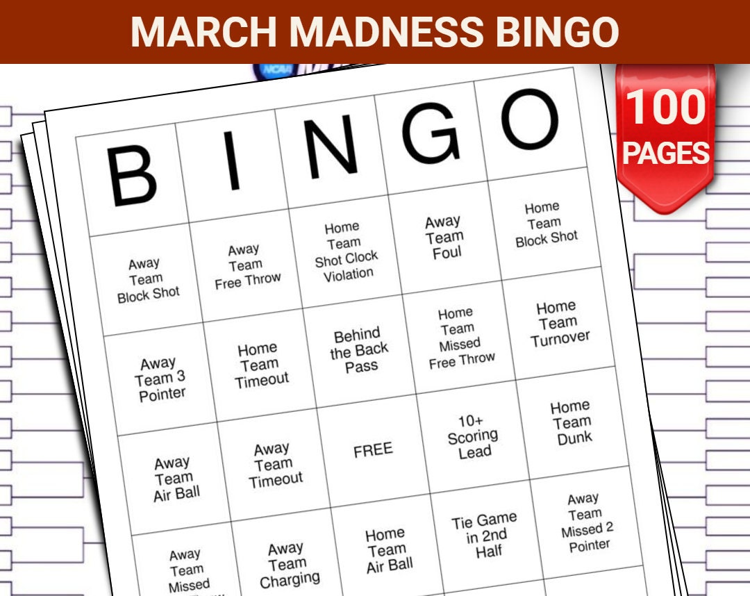 March Madness Bingo Cards 100 Pages to Download and Print - Etsy