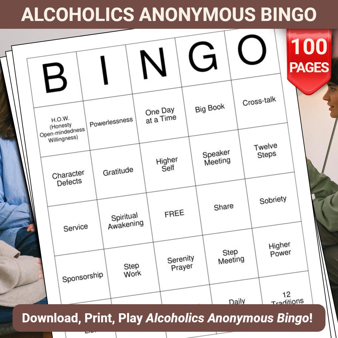 Alcoholics Anonymous Bingo Cards - 100 Pages to Download and Print - Etsy