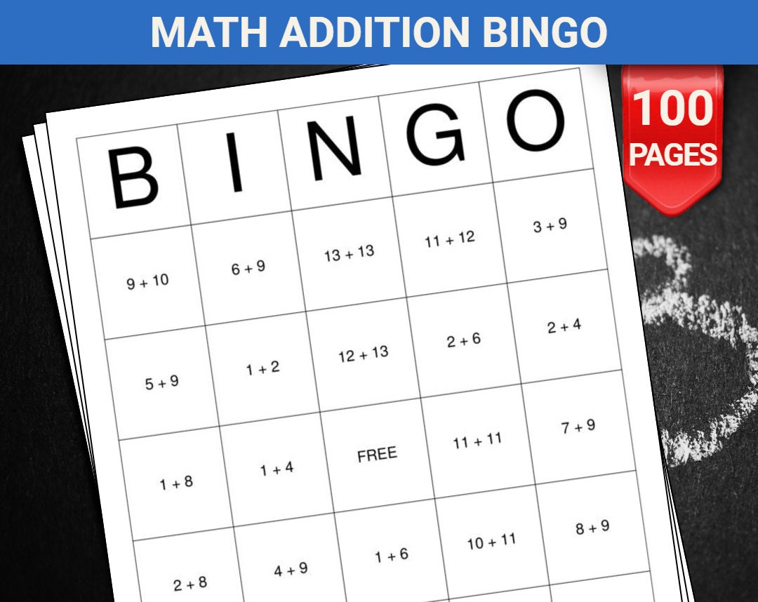 Math Addition Bingo Cards 100 Pages to Download and Print - Etsy