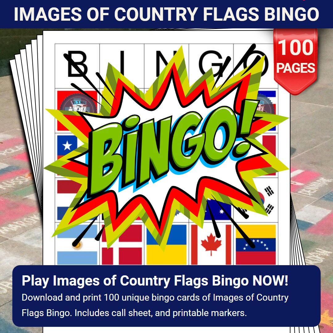 Images of Country Flags Bingo Cards 100 Pages to Download and Print - Etsy