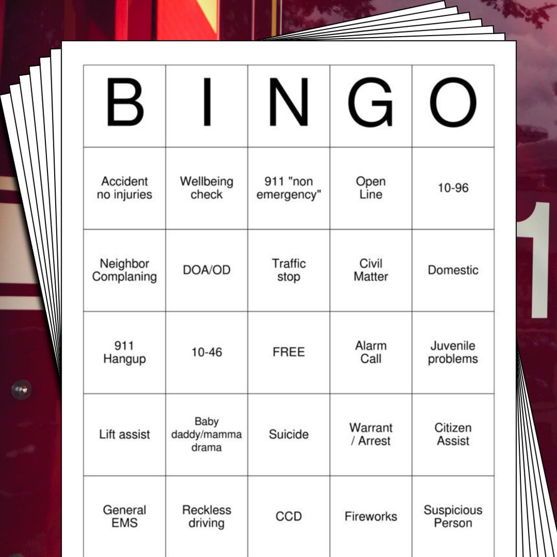 911 Dispatcher Bingo Cards - 100 Pages to Download and Print - Etsy