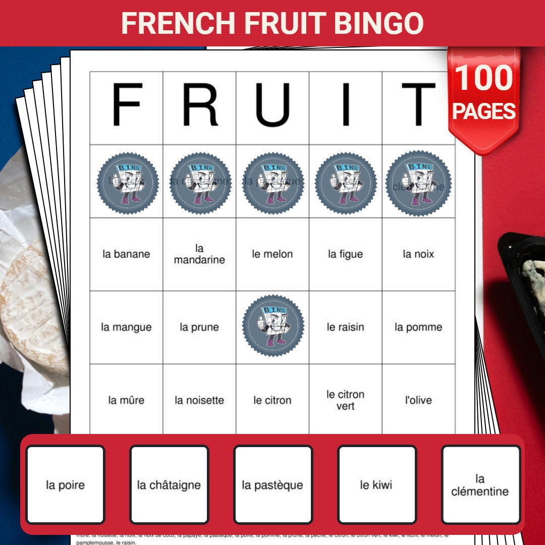 French Fruit Bingo Cards 100 Pages to Download and Print - Etsy