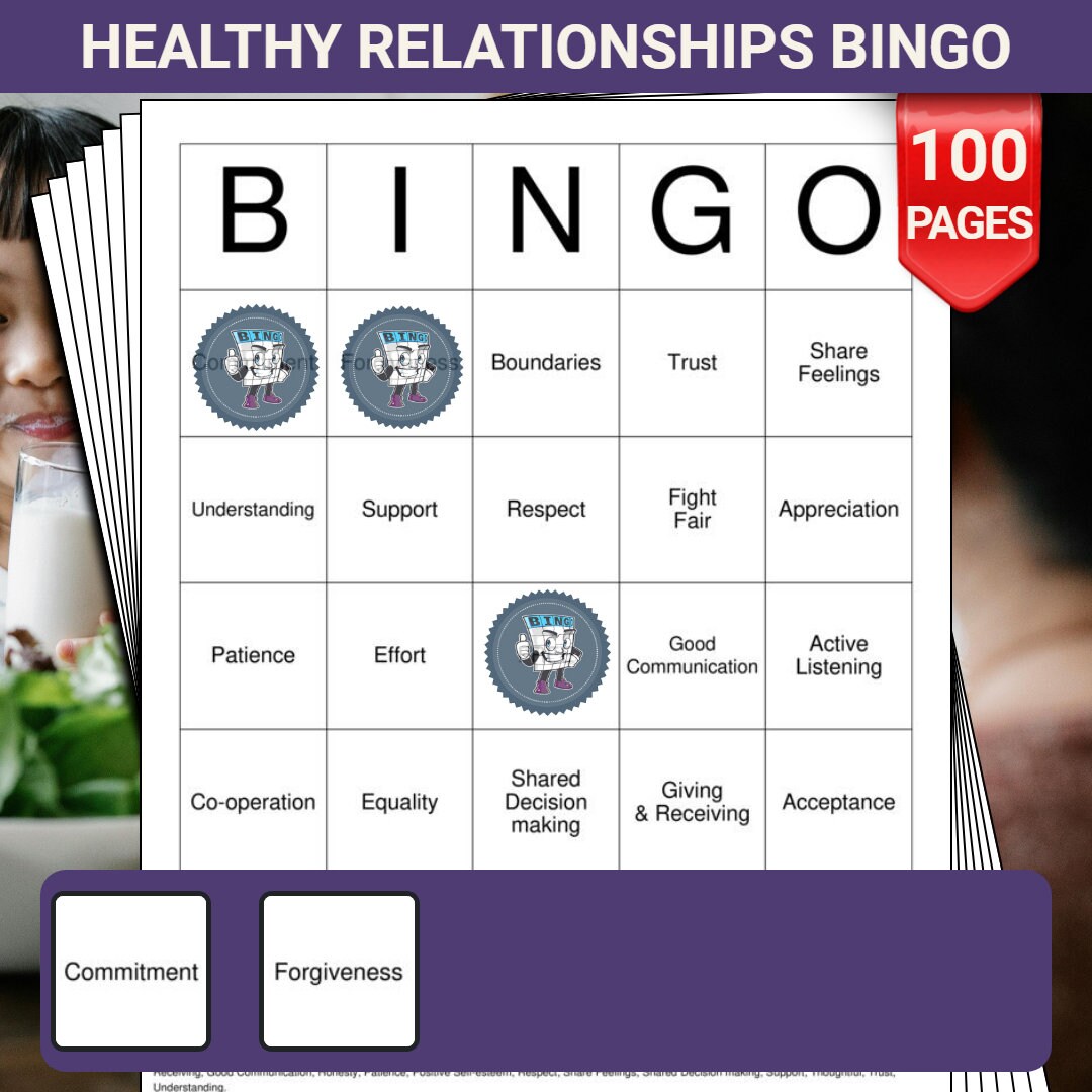 Healthy Relationships Bingo Cards - 100 Pages to Download and Print - Etsy
