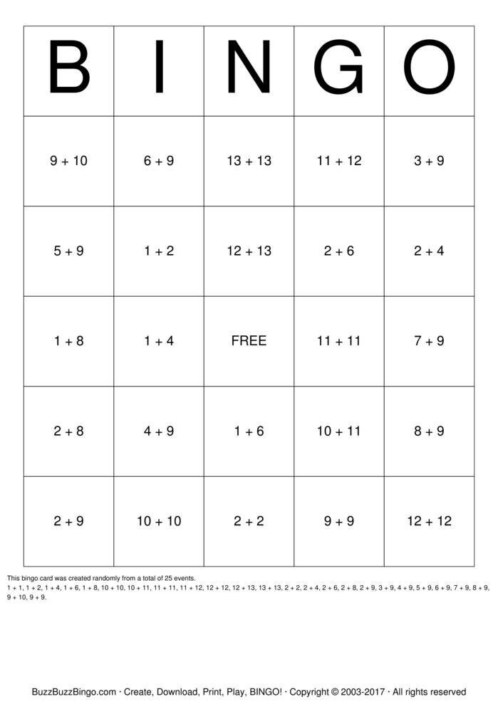 Math Addition Bingo Cards - 100 Pages to Download and Print - Etsy