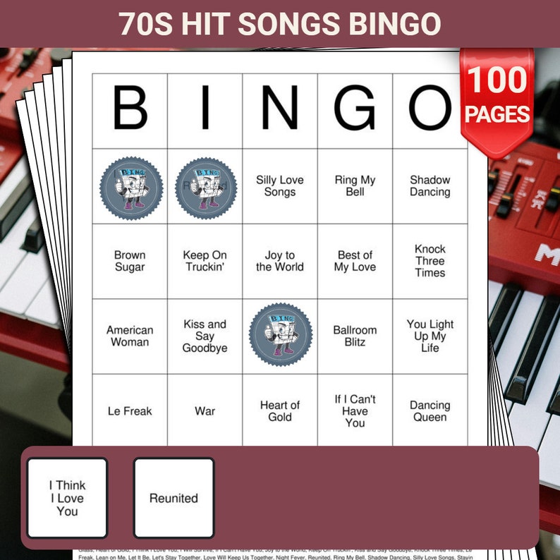 70s Hit Songs Bingo Cards - 100 Pages to Download and Print - Etsy