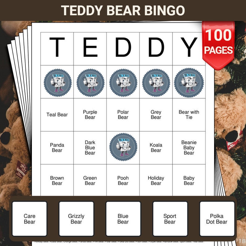 Teddy Bear Bingo Cards - 100 Pages to Download and Print - Etsy