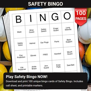 Safety Bingo Cards - 100 Pages to Download and Print - Etsy