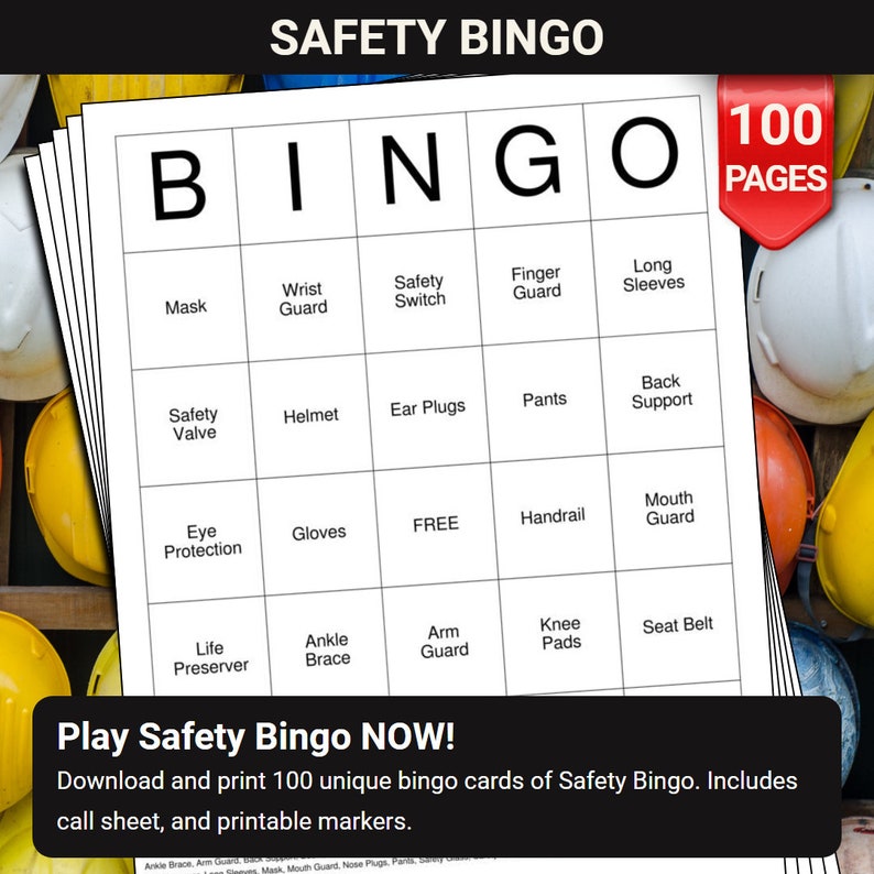 Safety Bingo Cards - 100 Pages to Download and Print - Etsy