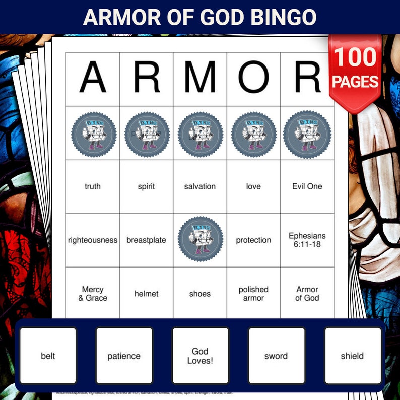 Armor of God Bingo Cards - 100 Pages to Download and Print - Etsy