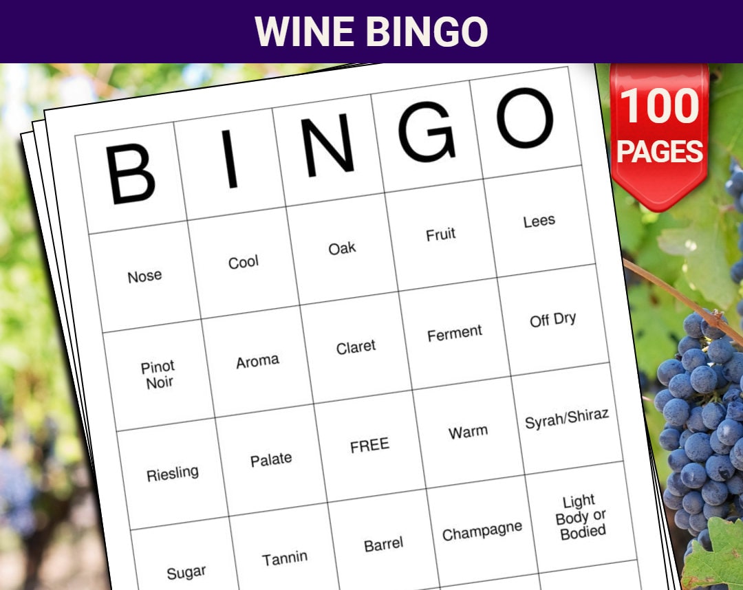 Wine Bingo Cards 100 Pages to Download and Print - Etsy