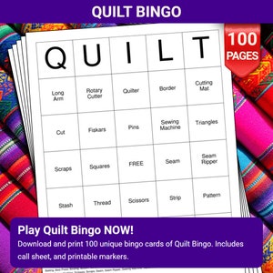 Quilt Bingo Cards - 100 Pages to Download and Print - Etsy