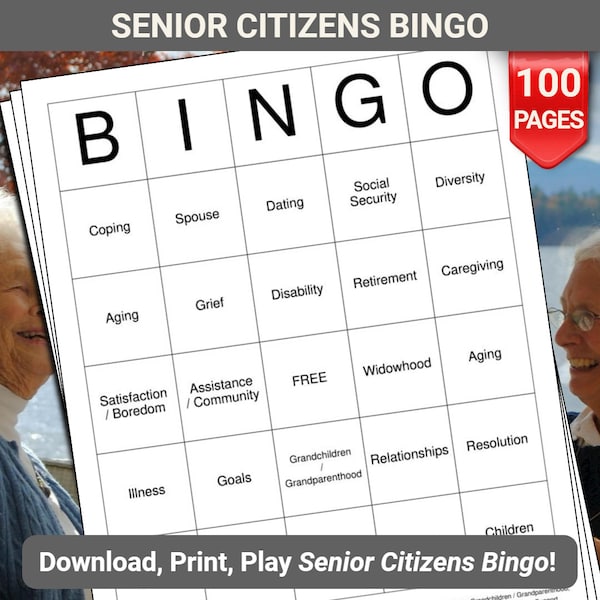 Bingo Cards for Senior Citizens - Etsy