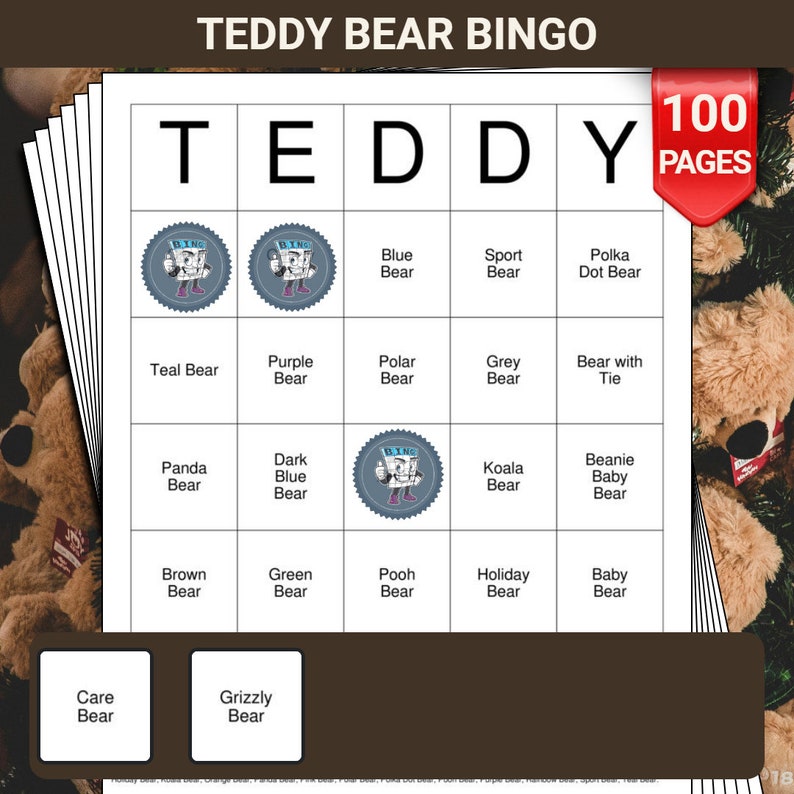 Teddy Bear Bingo Cards - 100 Pages to Download and Print - Etsy
