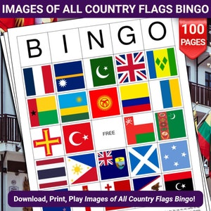Images of All Country Flags Bingo Cards - 100 Pages to Download and ...