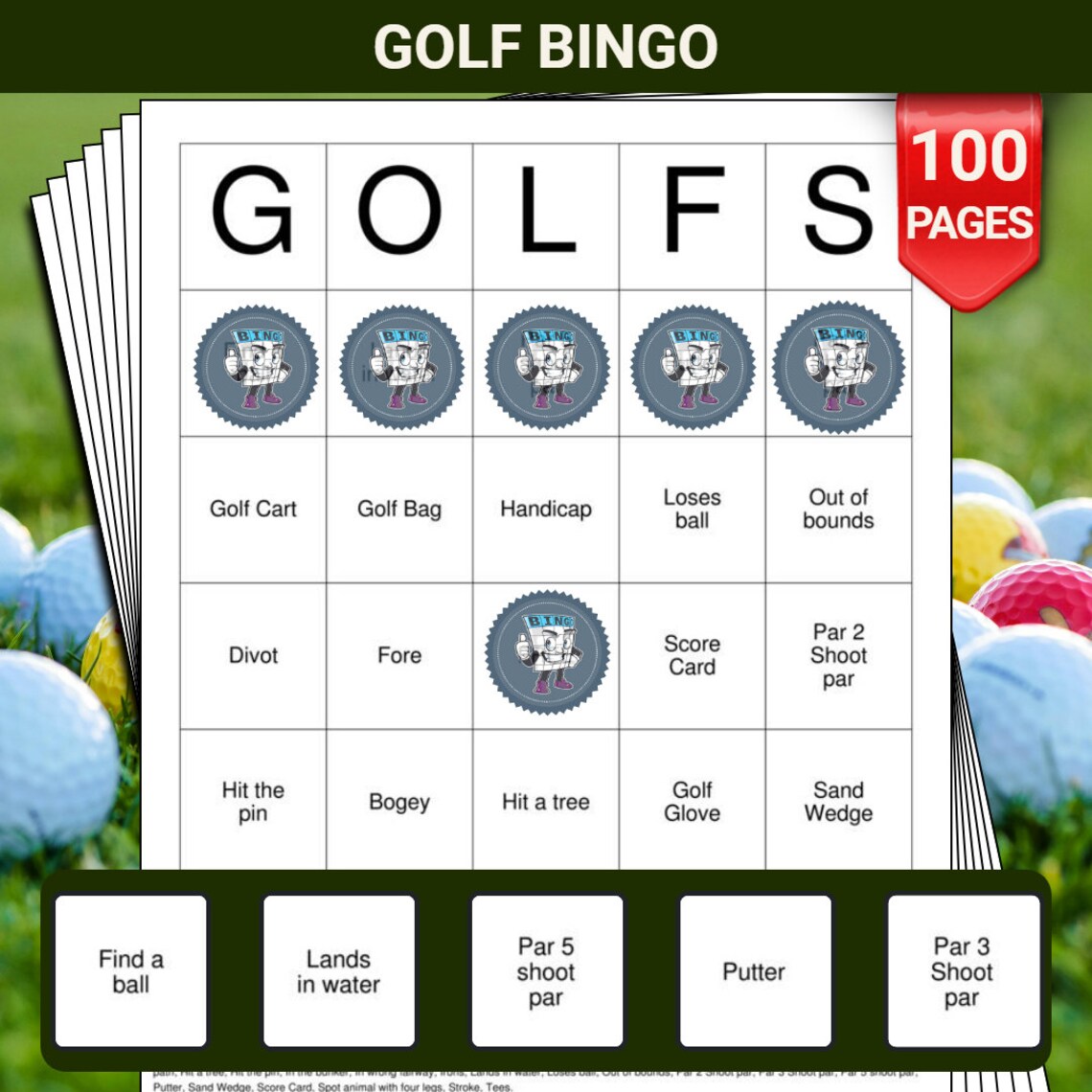 Golf Bingo Cards - 100 Pages to Download and Print - Etsy