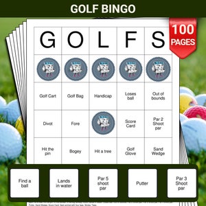 Golf Bingo Cards - 100 Pages to Download and Print - Etsy